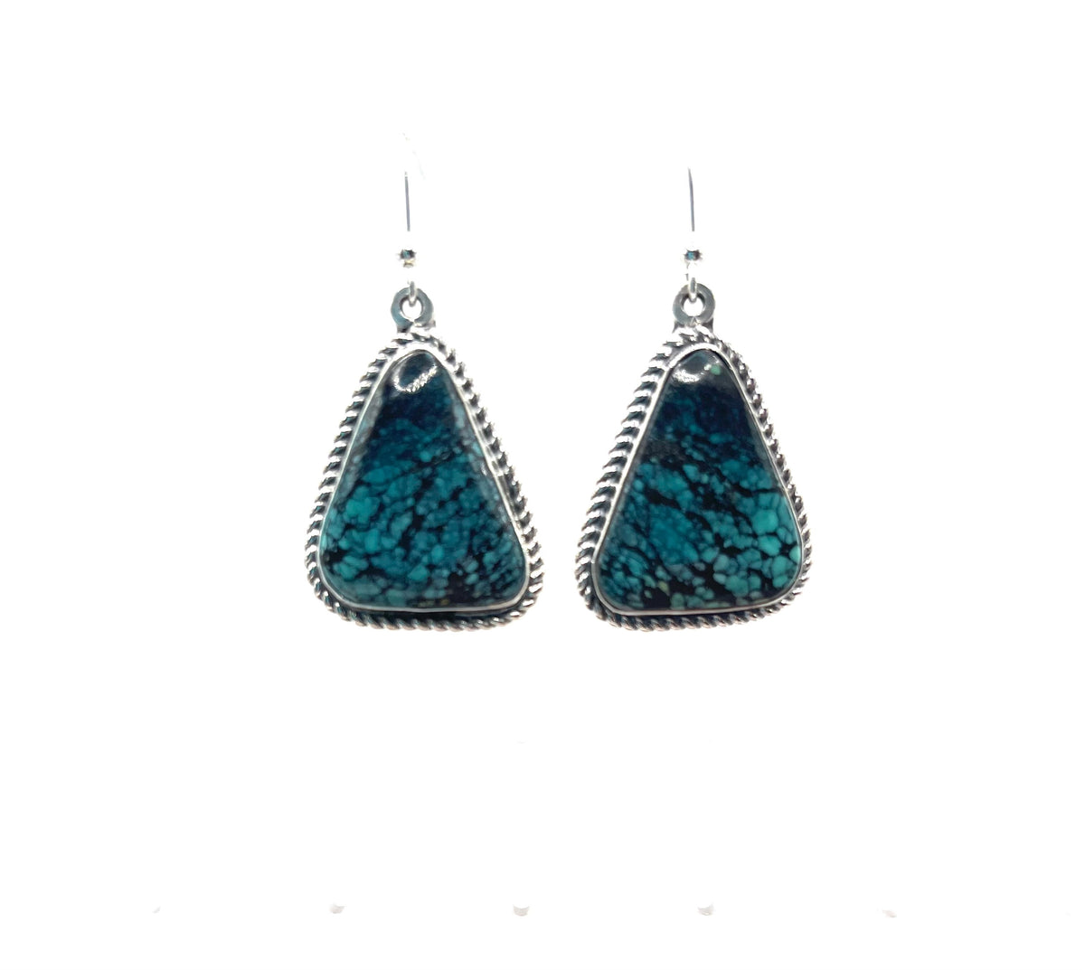 Triangle Crescent Valley Turquoise Wire Earrings, 1" x 1/2" Wire (Dark ...