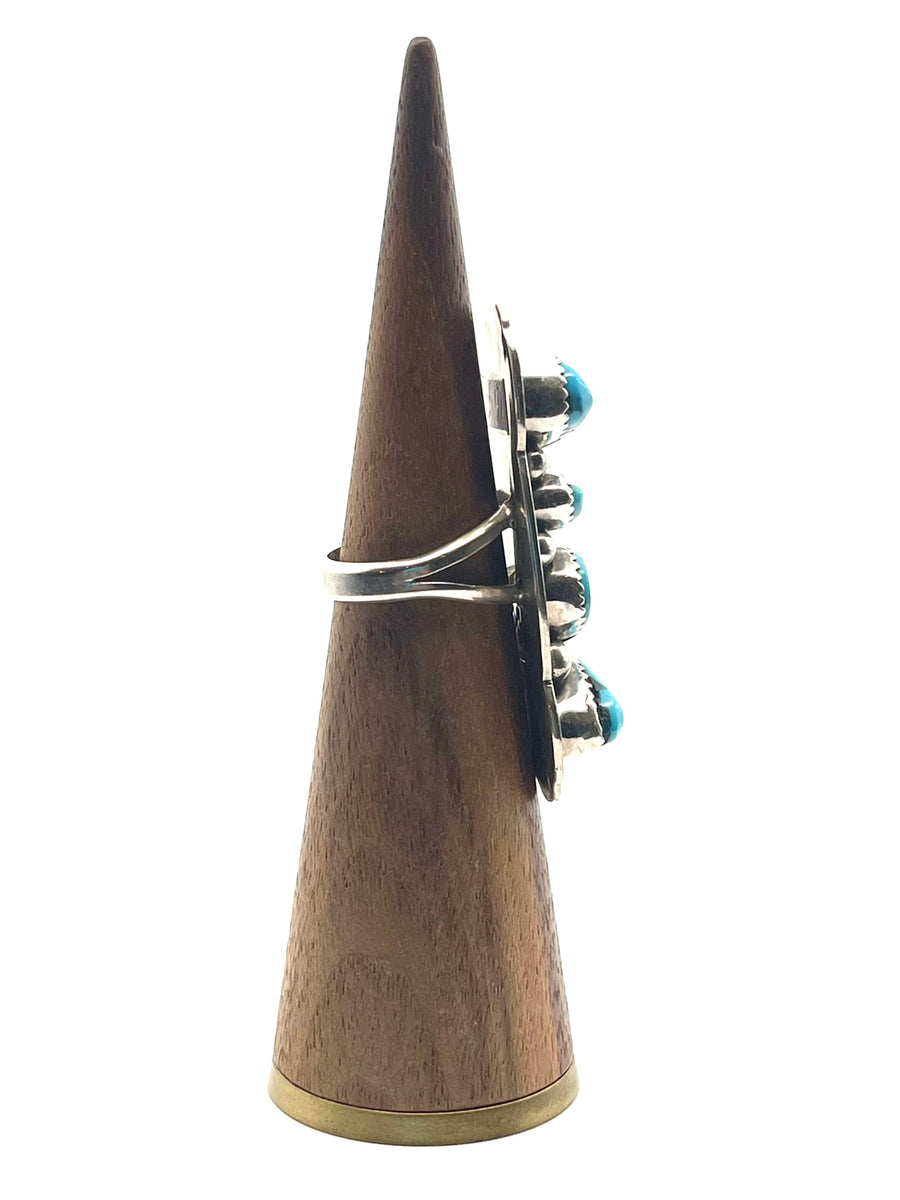 4-stone Sleeping Beauty Turquoise Tower Ring– Adobe Western Art Gallery