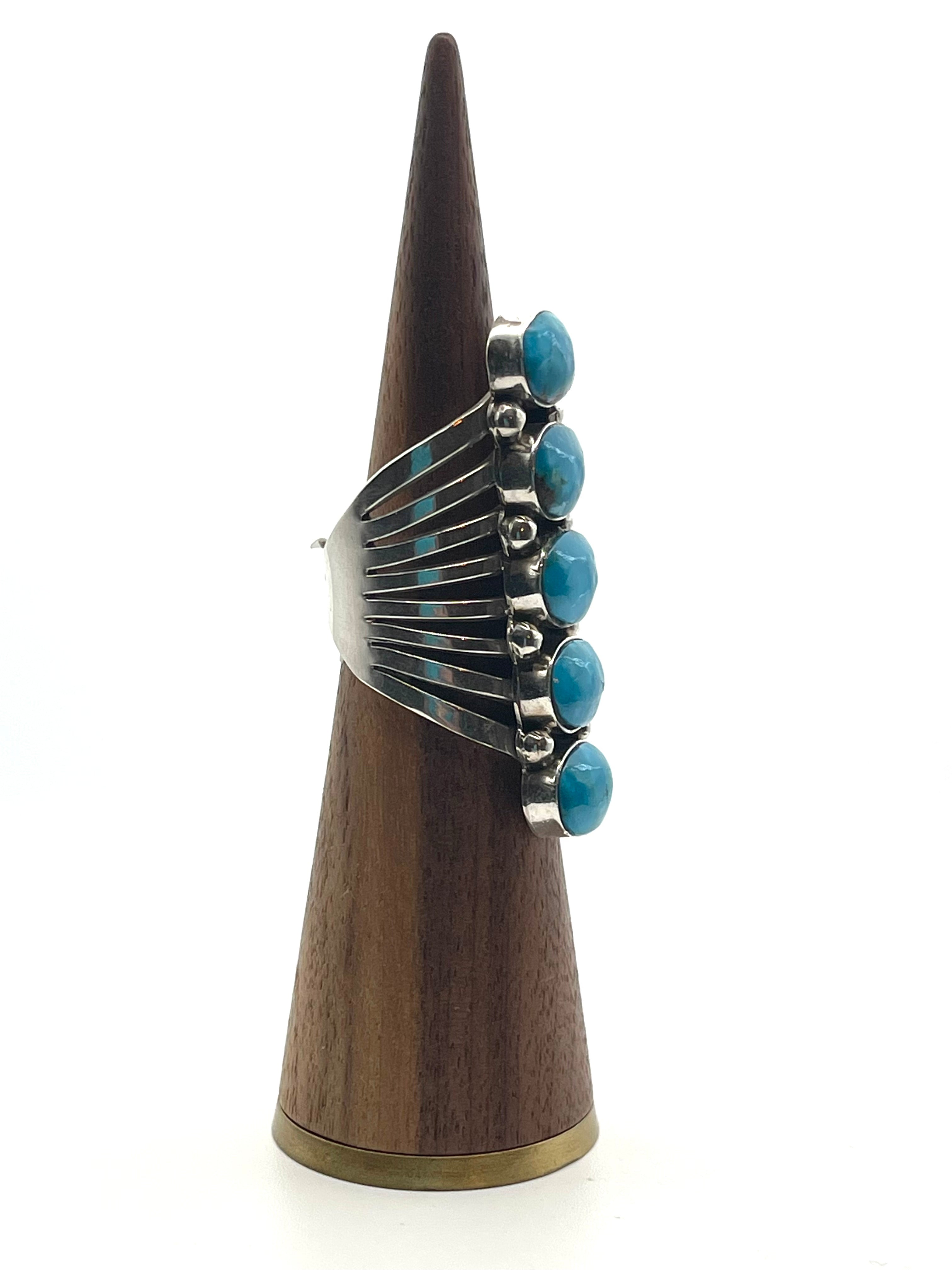 5-stone Turquoise Tower Ring, Size 7.5– Adobe Western Art Gallery