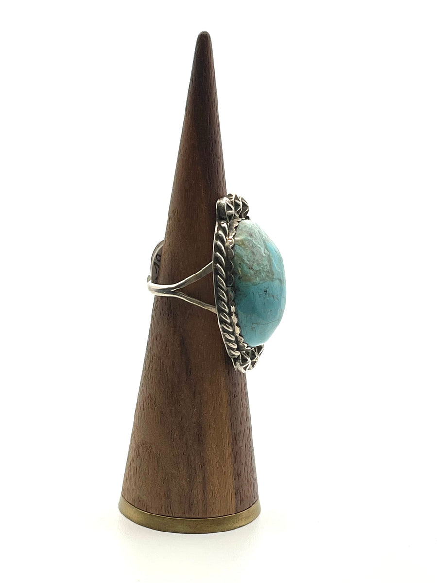 Oval Turquoise Stone Ring with 6 Starburst Buttons– Adobe Western Art ...
