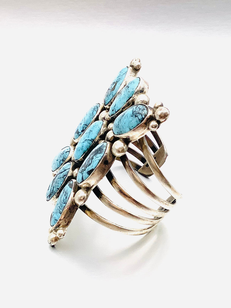 9-stone Crescent Valley Turquoise Cuff– Adobe Western Art Gallery