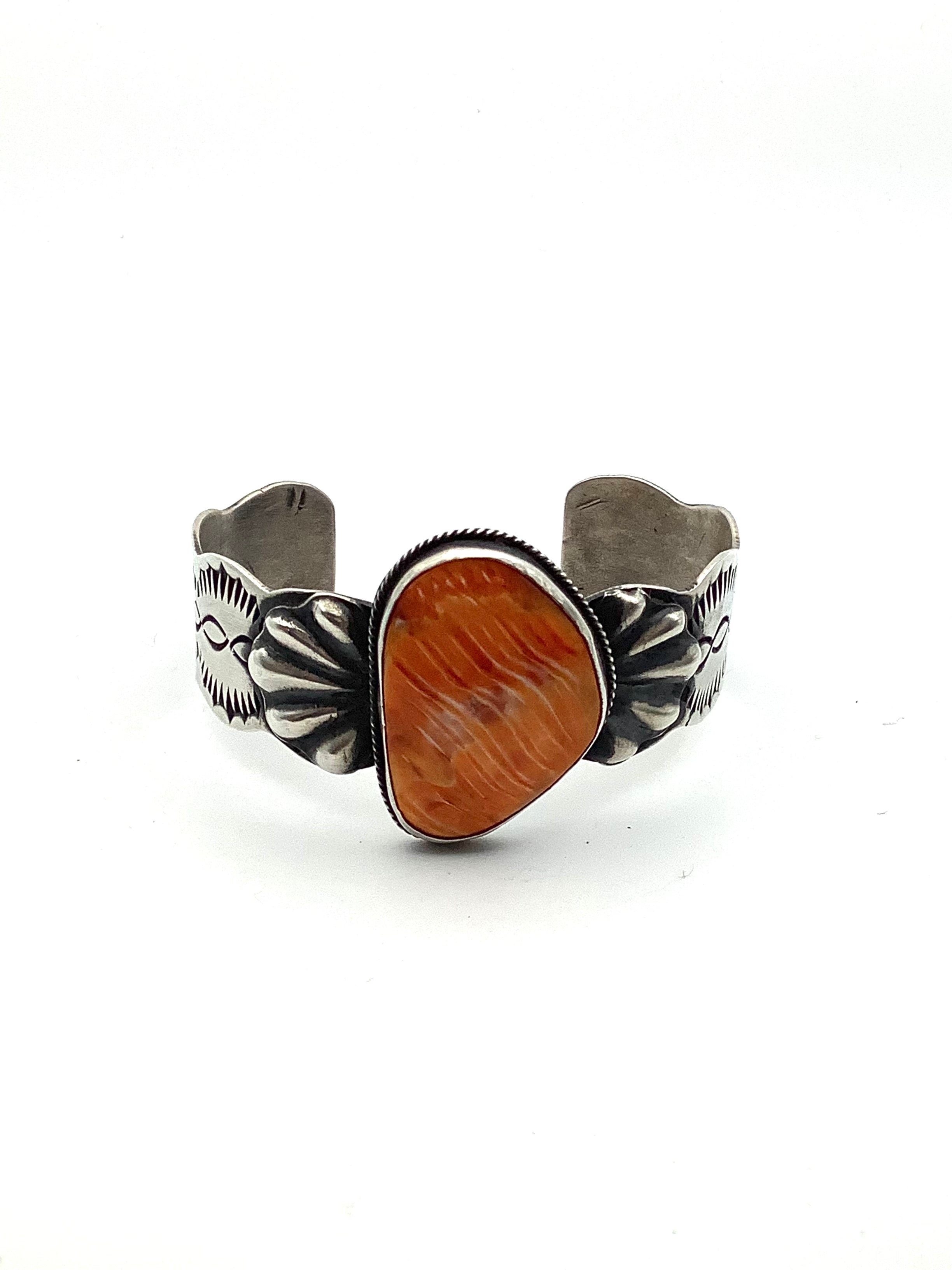 Orange Spiny Cuff with Stone– Adobe Western Art Gallery