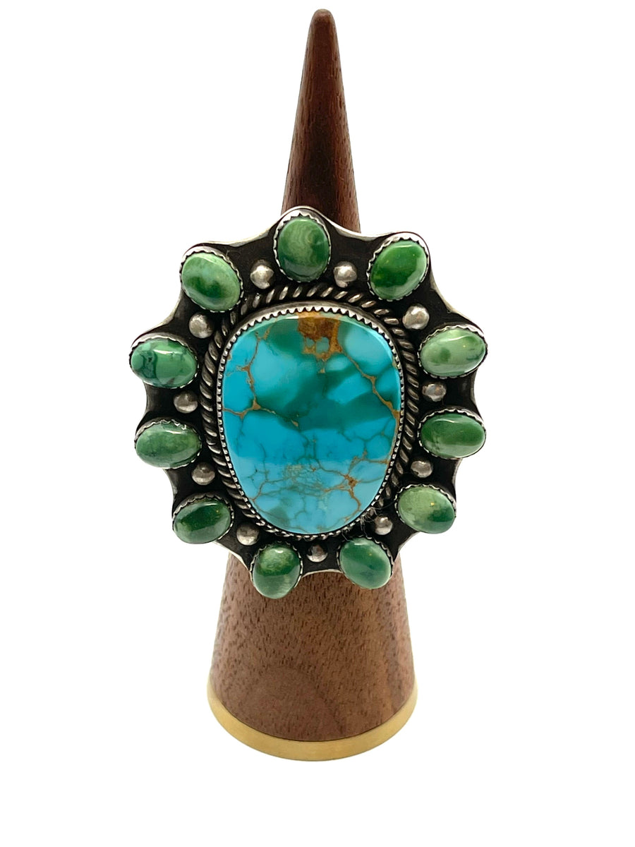 Royston Cluster Turquoise Ring– Adobe Western Art Gallery