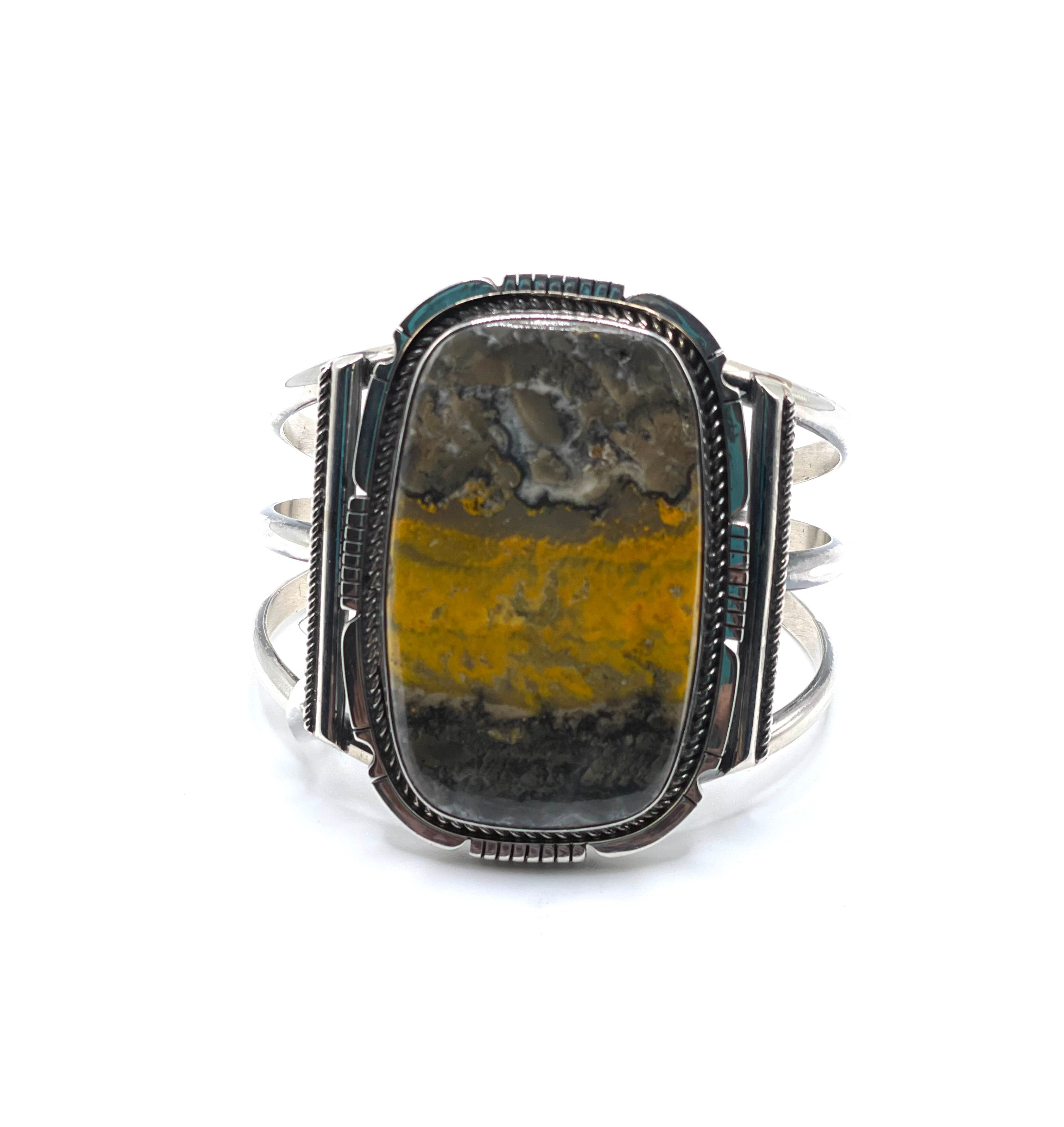 Bumble Bee Jasper Cuff by Brenda Jimenez– Adobe Western Art Gallery