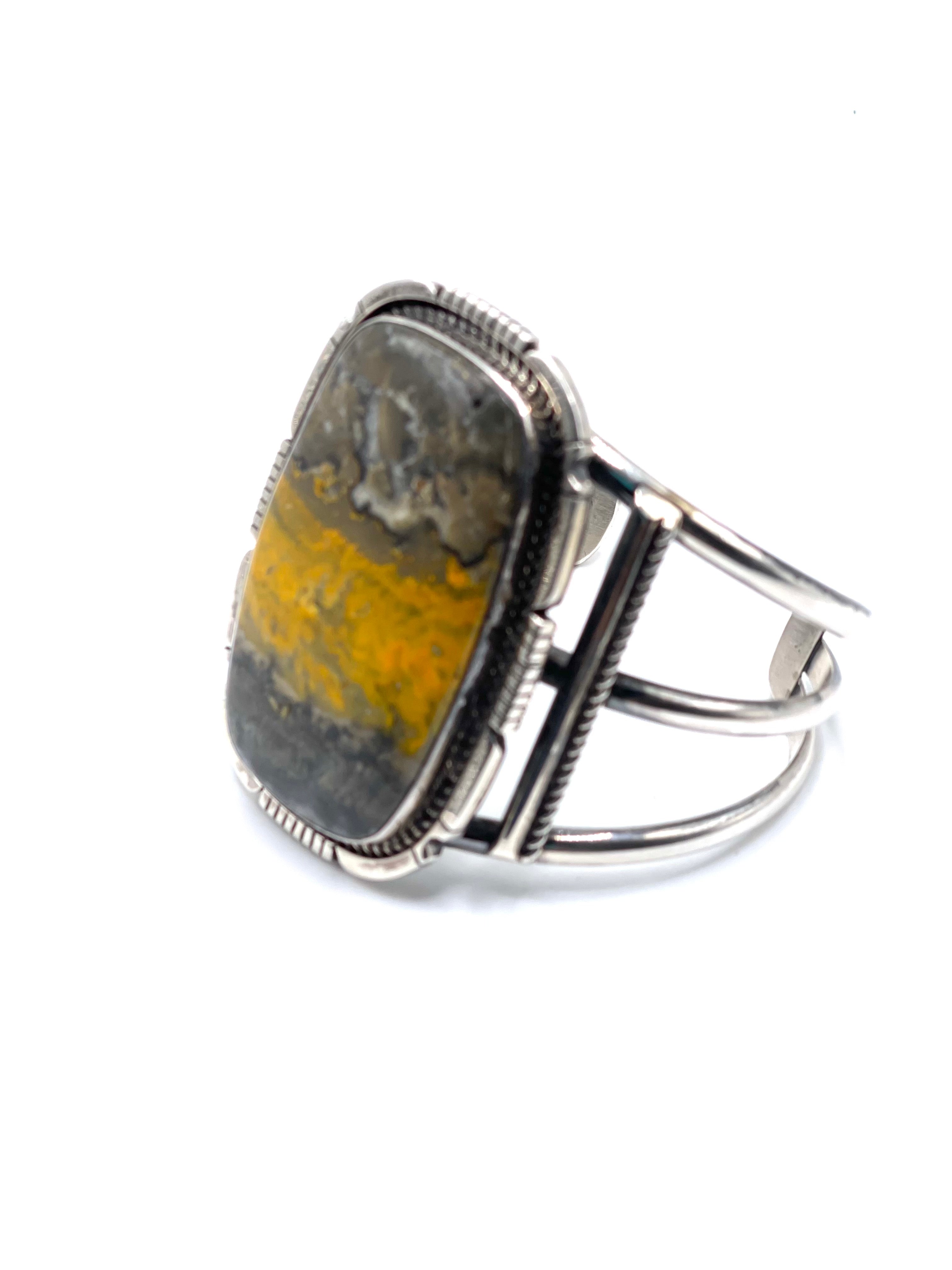 Bumble Bee Jasper Cuff by Brenda Jimenez– Adobe Western Art Gallery
