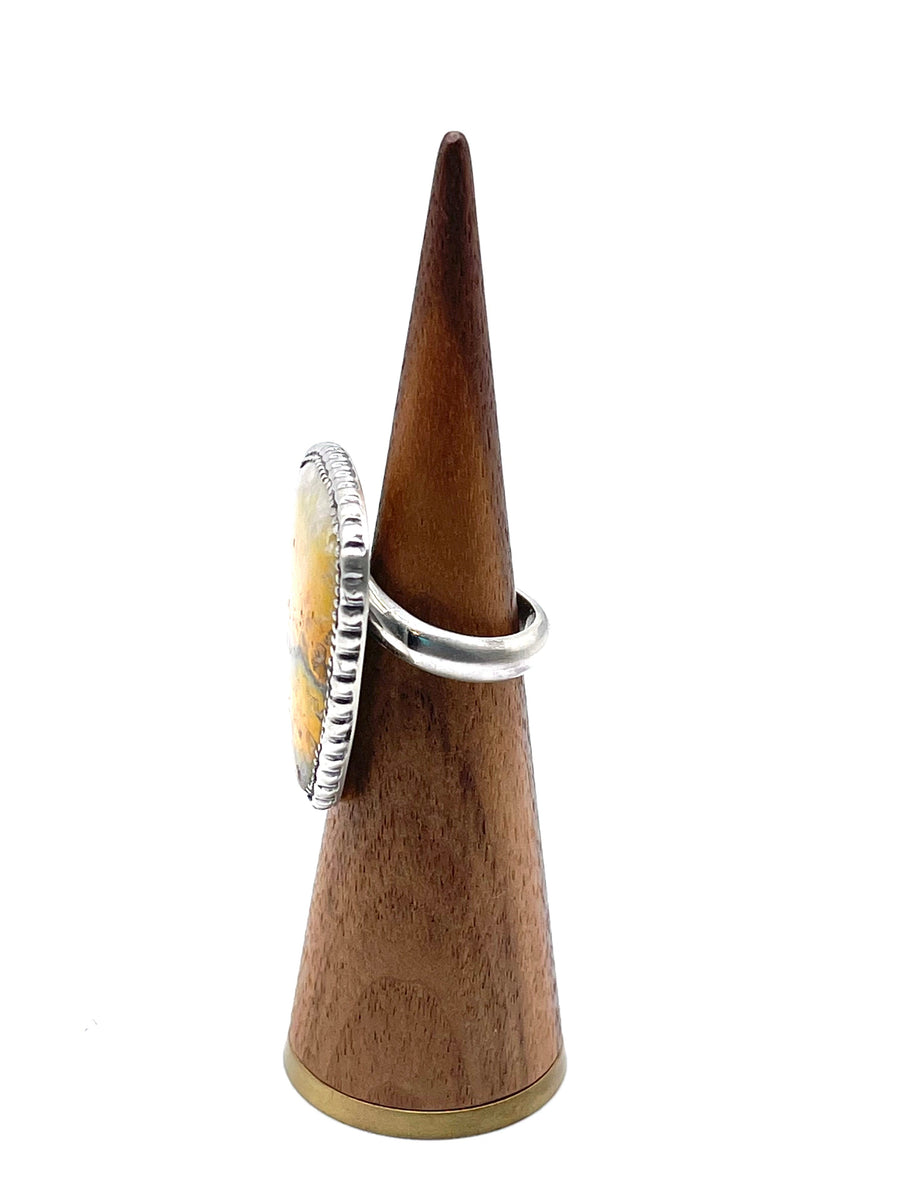 Triangle Shape Bumble Bee Jasper Adjustable Ring– Adobe Western Art Gallery