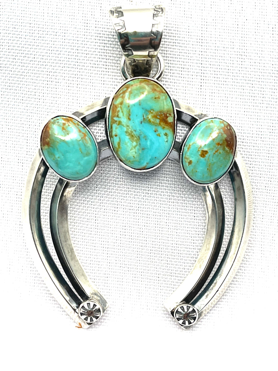 3" x 2" Small Naja with 3 Turquoise Stones– Adobe Western Art Gallery